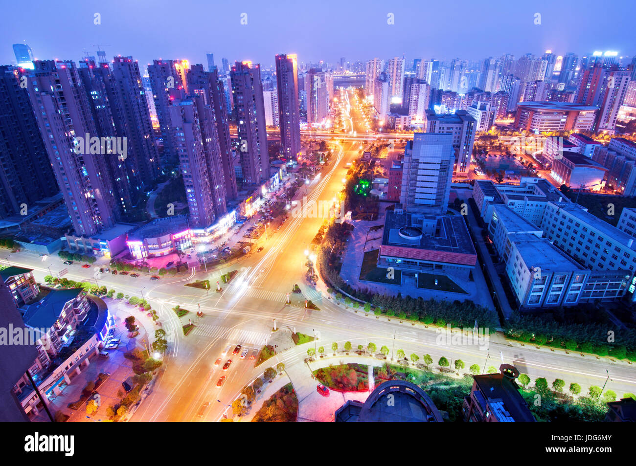 Aerial view of city night Stock Photo - Alamy