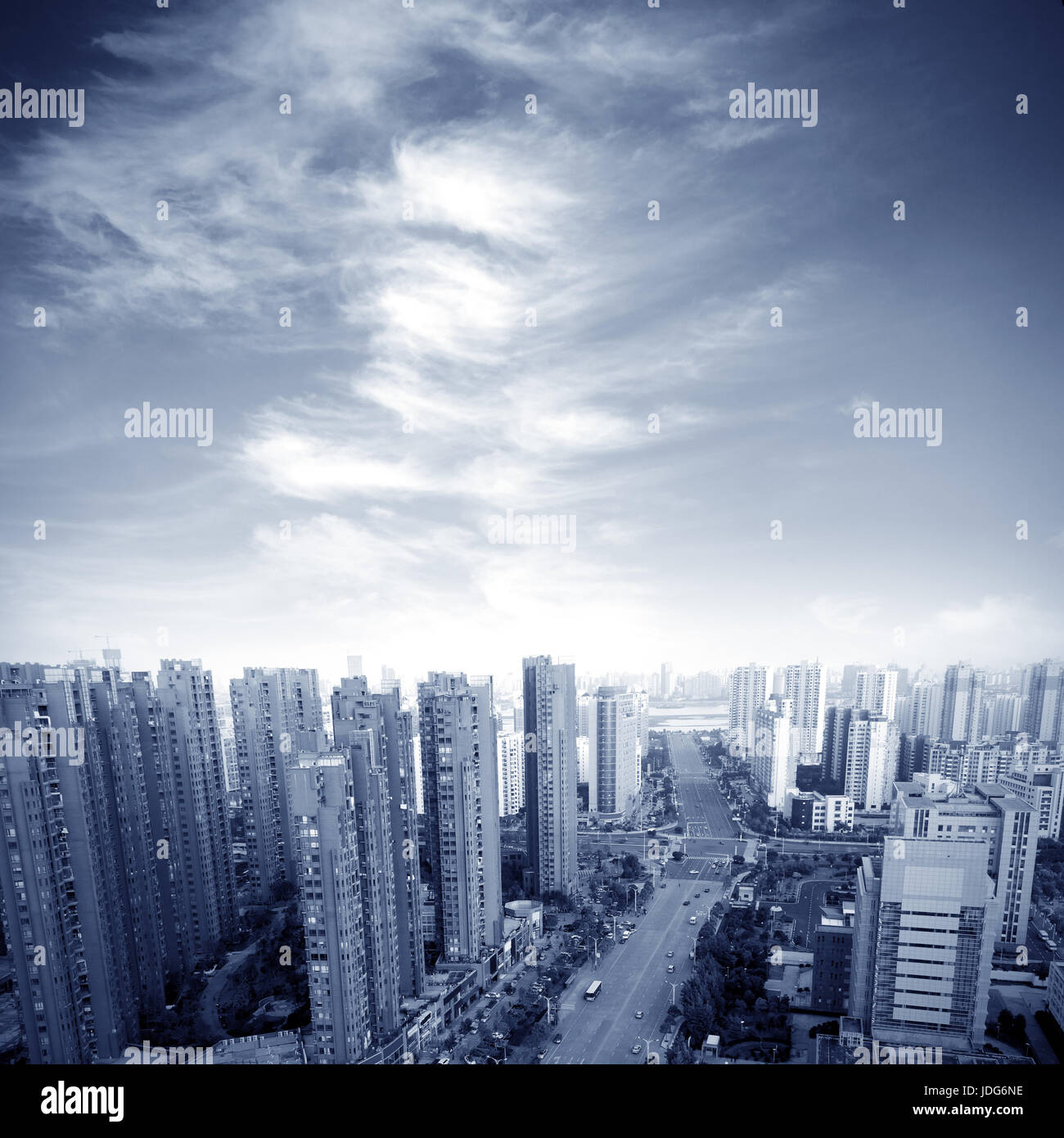 Aerial view of city scenery, population density in Shanghai Stock Photo ...