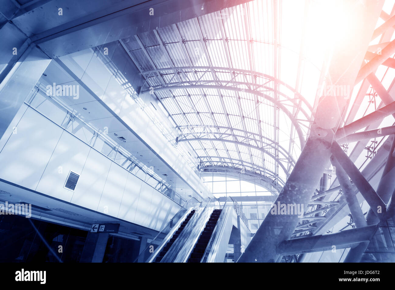 Glass hall, modern architecture, blue tones Stock Photo - Alamy