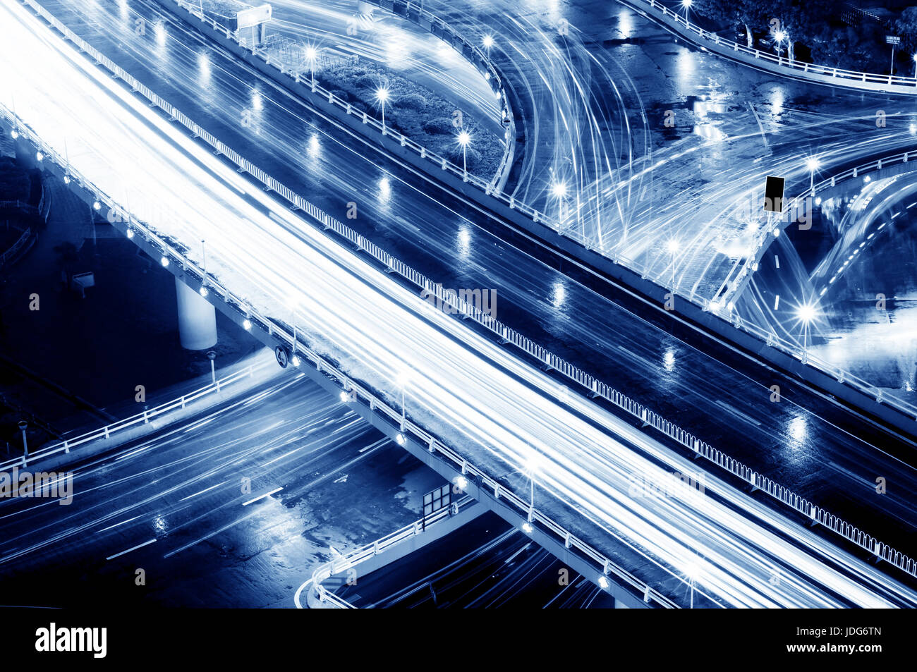 Overpass at night, heavy traffic Stock Photo - Alamy