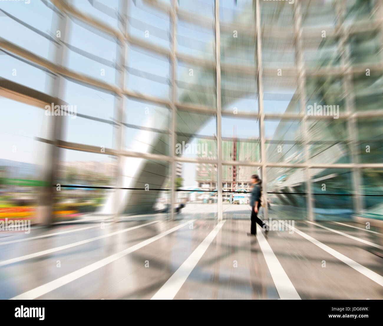 Glass hall, modern architecture, blue tones Stock Photo - Alamy