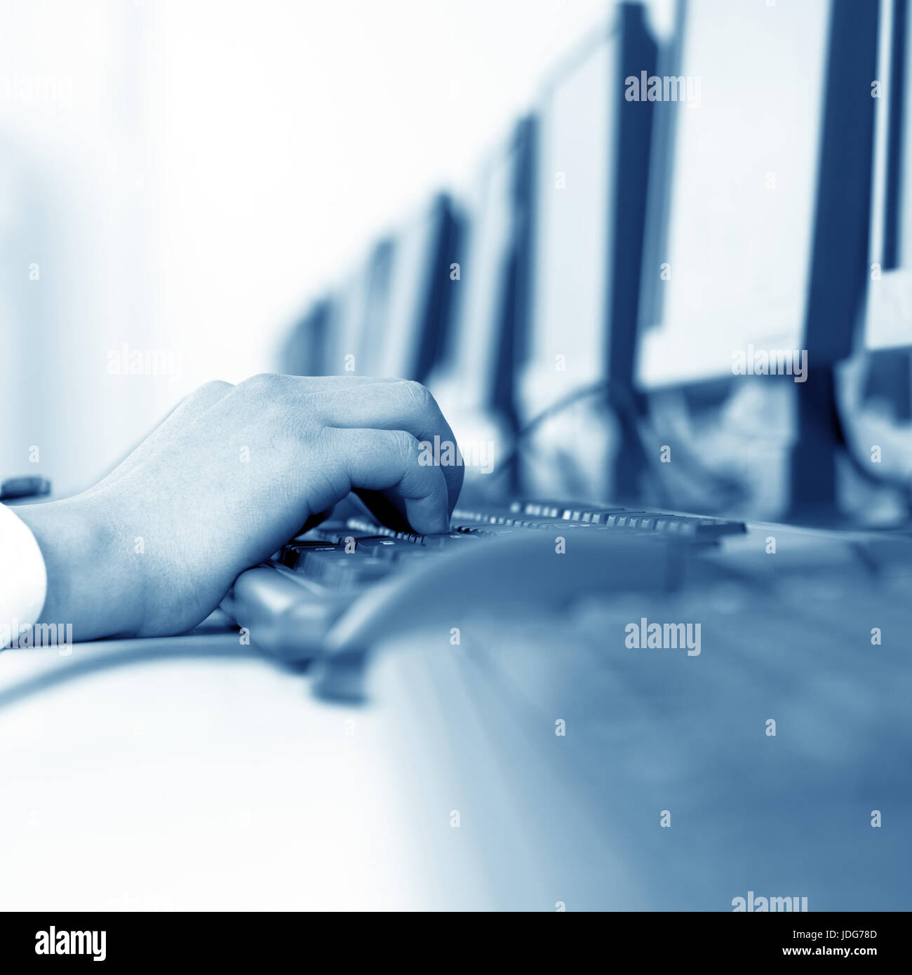 Engineer operate a computer hands Stock Photo - Alamy