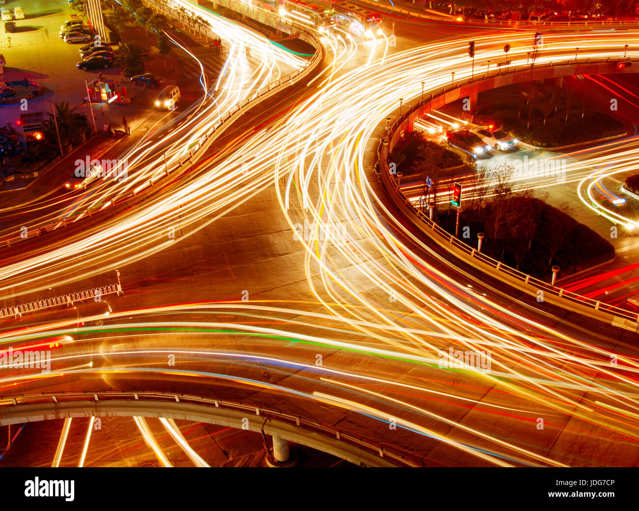 traffic on junction in city Stock Photo - Alamy