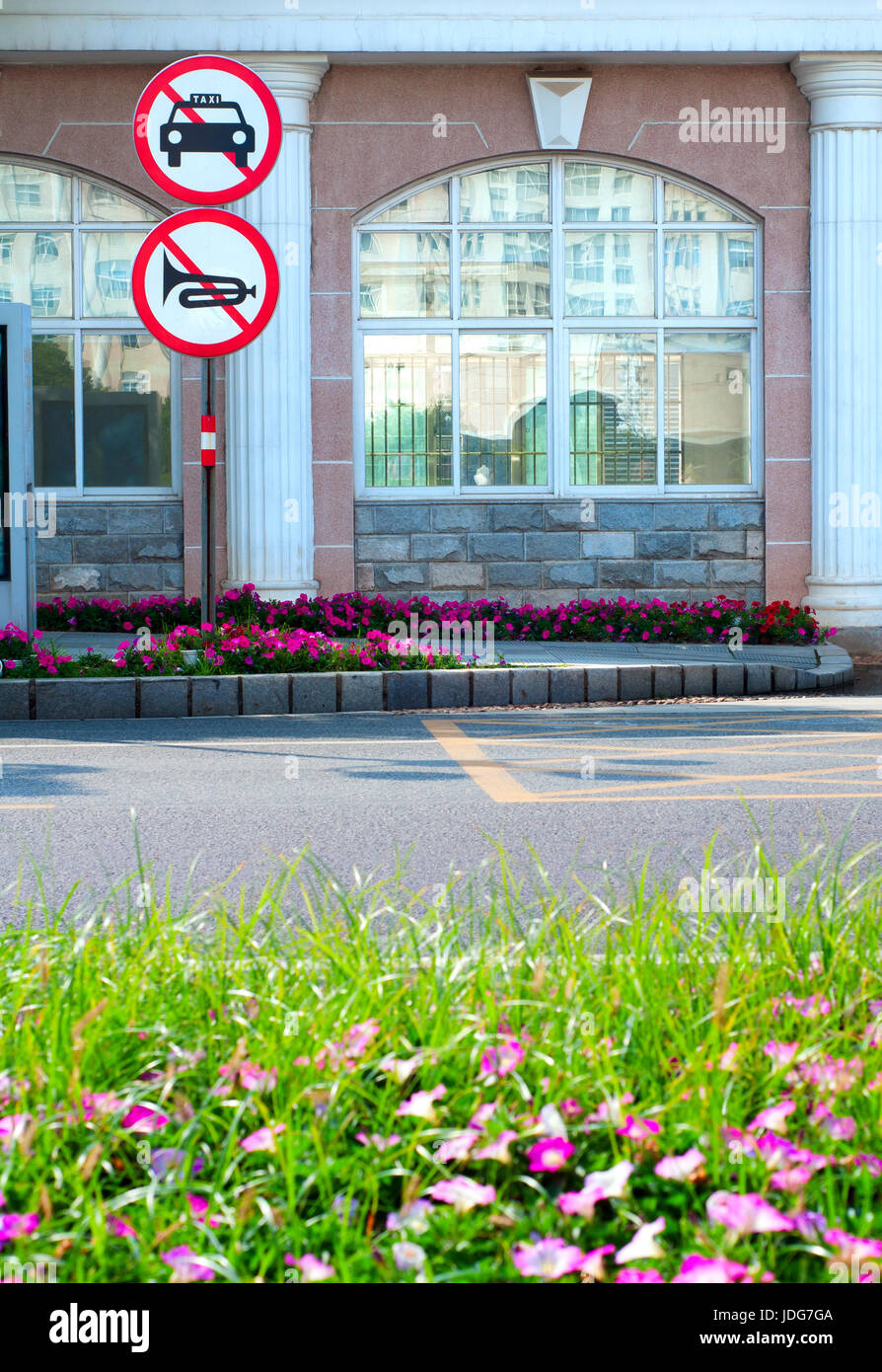 Traffic warning signs on city streets Stock Photo - Alamy