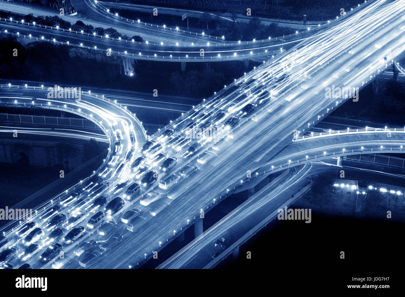 Night, the city's overpass serious traffic congestion Stock Photo - Alamy
