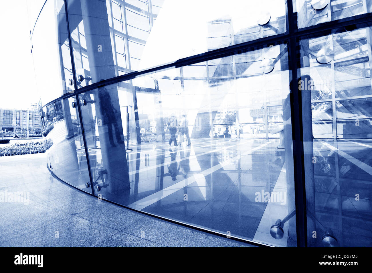 Glass hall, modern architecture, blue tones Stock Photo - Alamy