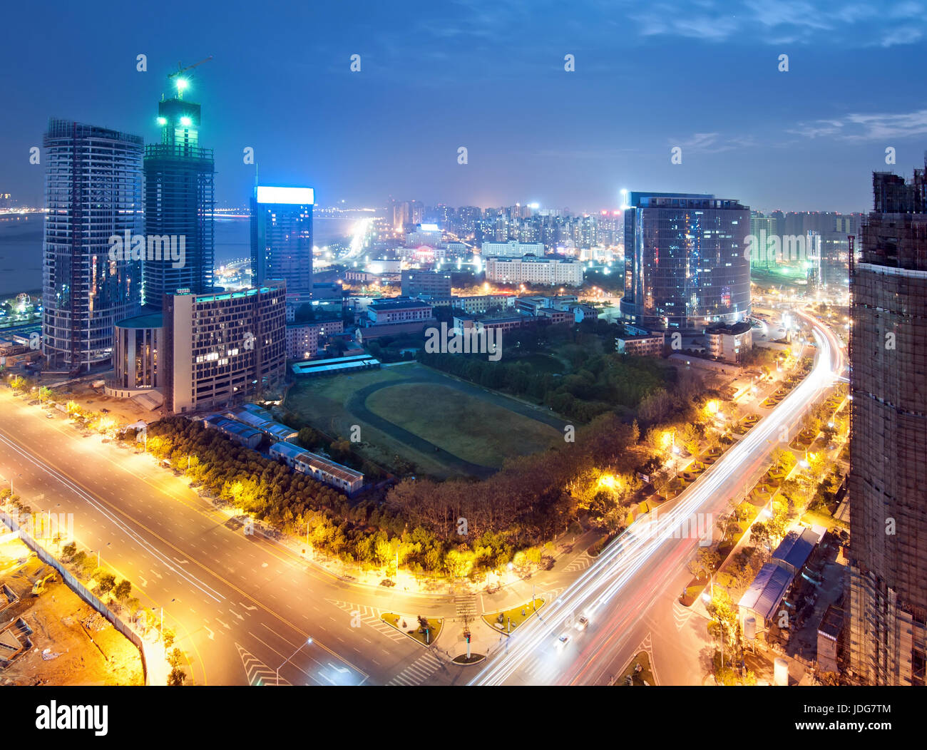 Aerial view of city night Stock Photo - Alamy