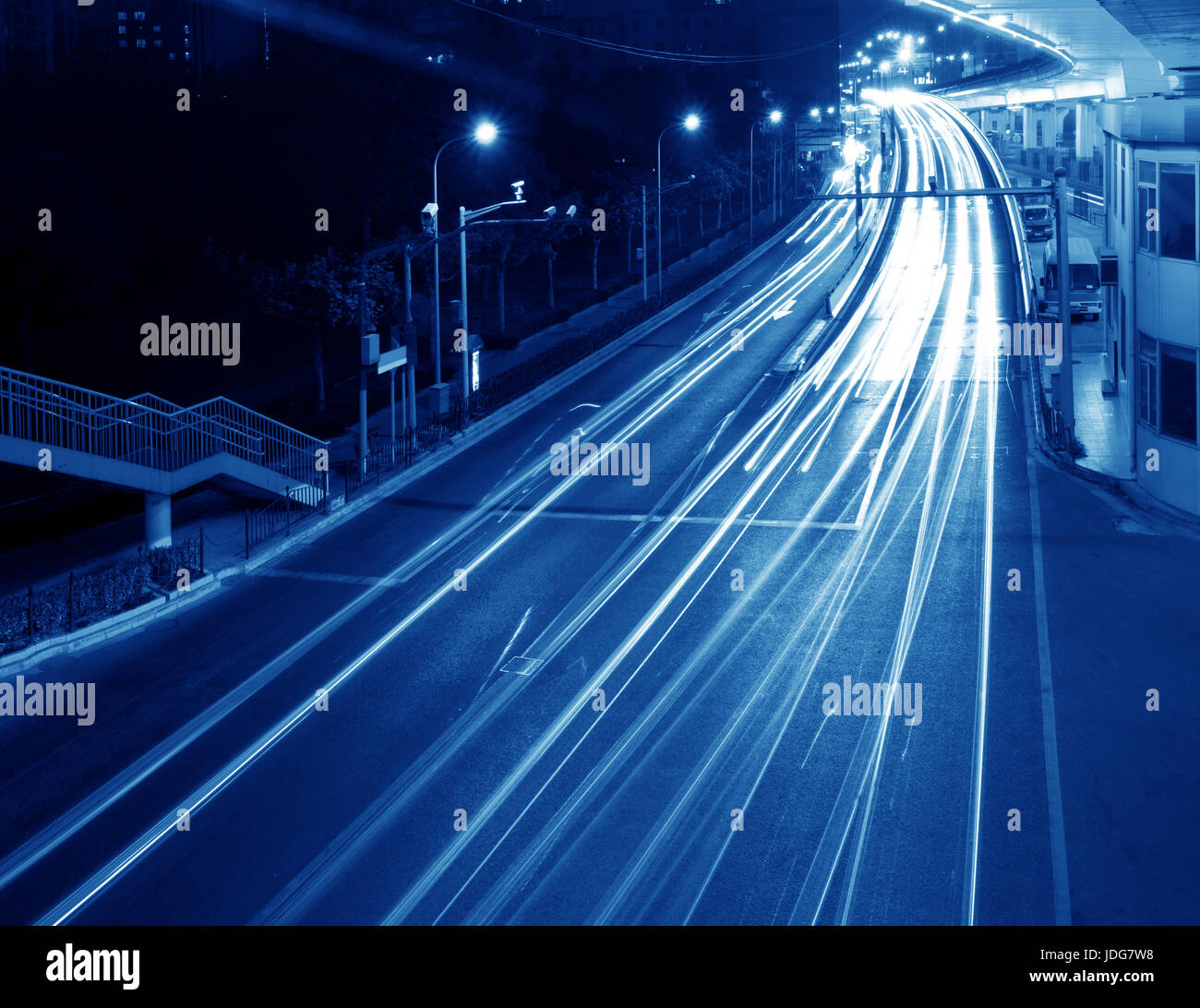 Night of the road, the car lights Stock Photo - Alamy