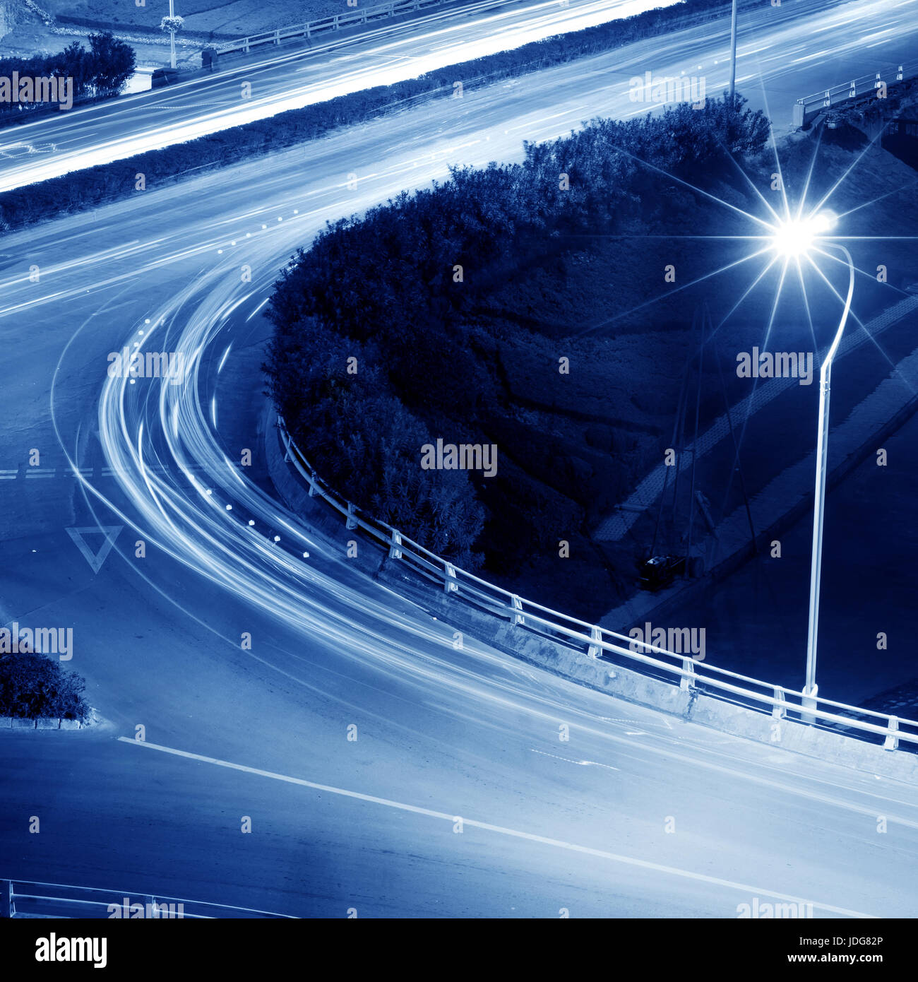 beautiful light trail at the busy highway Stock Photo - Alamy