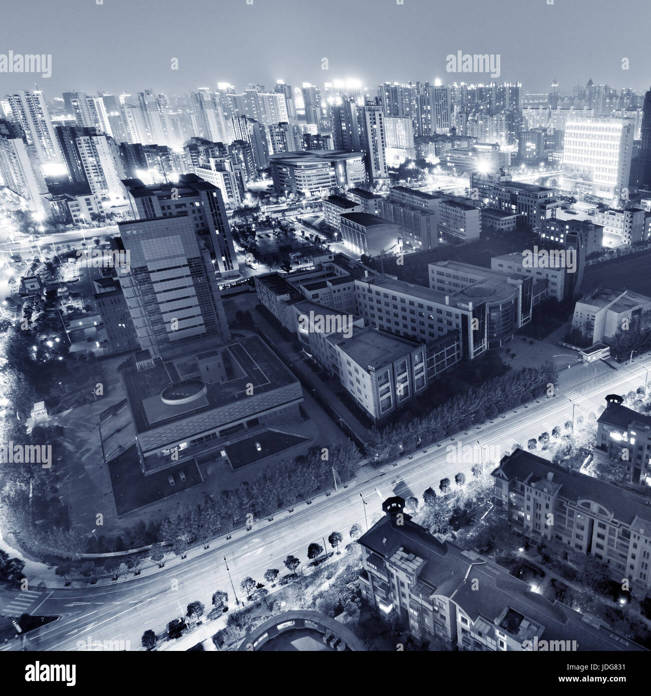 Aerial view of city night Stock Photo - Alamy