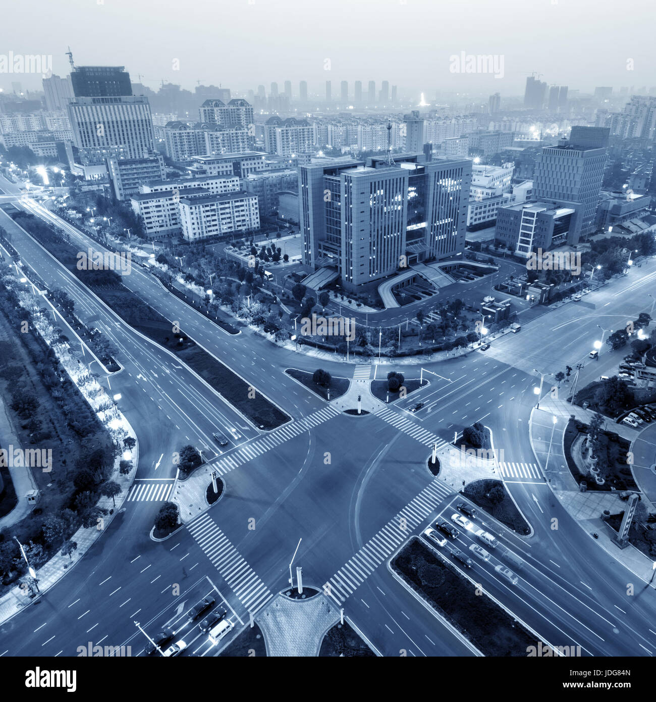 The trajectory of the road intersection at night Stock Photo - Alamy