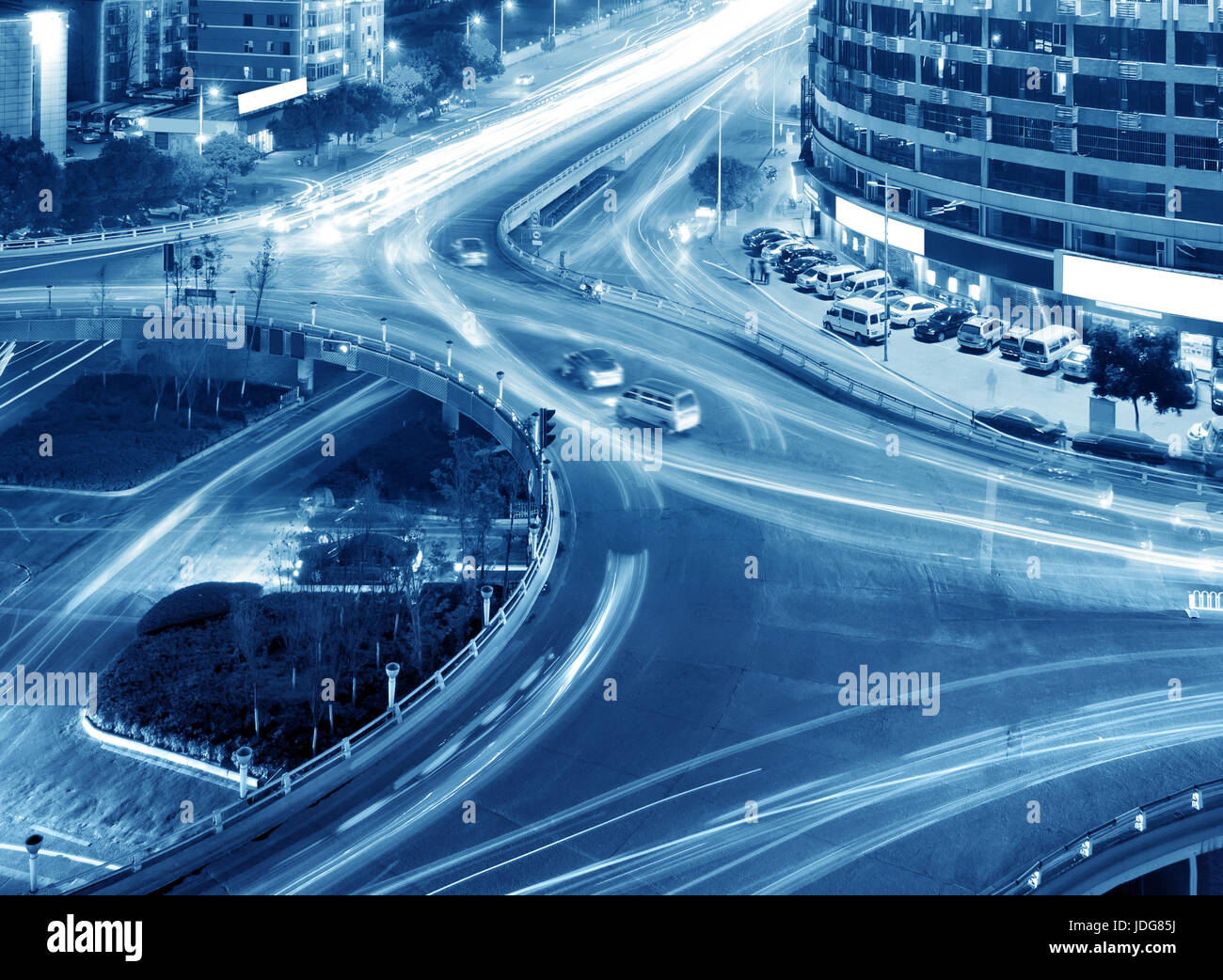 Night traffic on junction in hi-res stock photography and images - Alamy