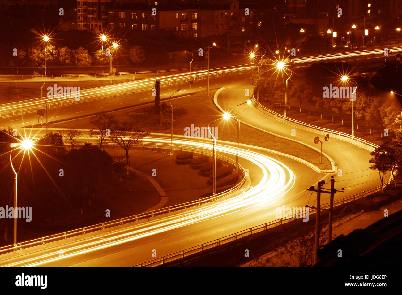 beautiful light trail at the busy highway Stock Photo - Alamy