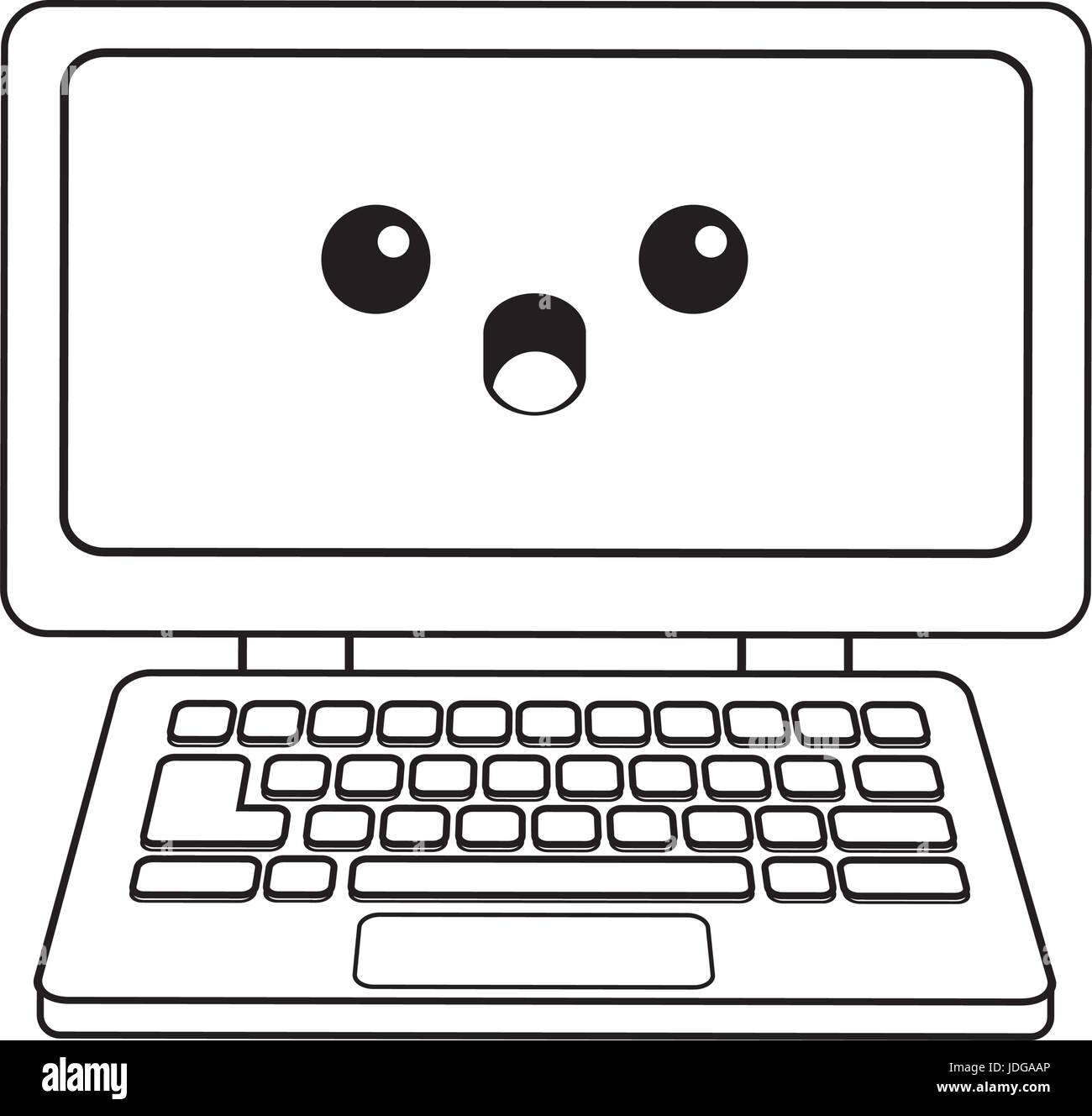 kawaii laptop computer device technology wireless Stock Vector Image ...