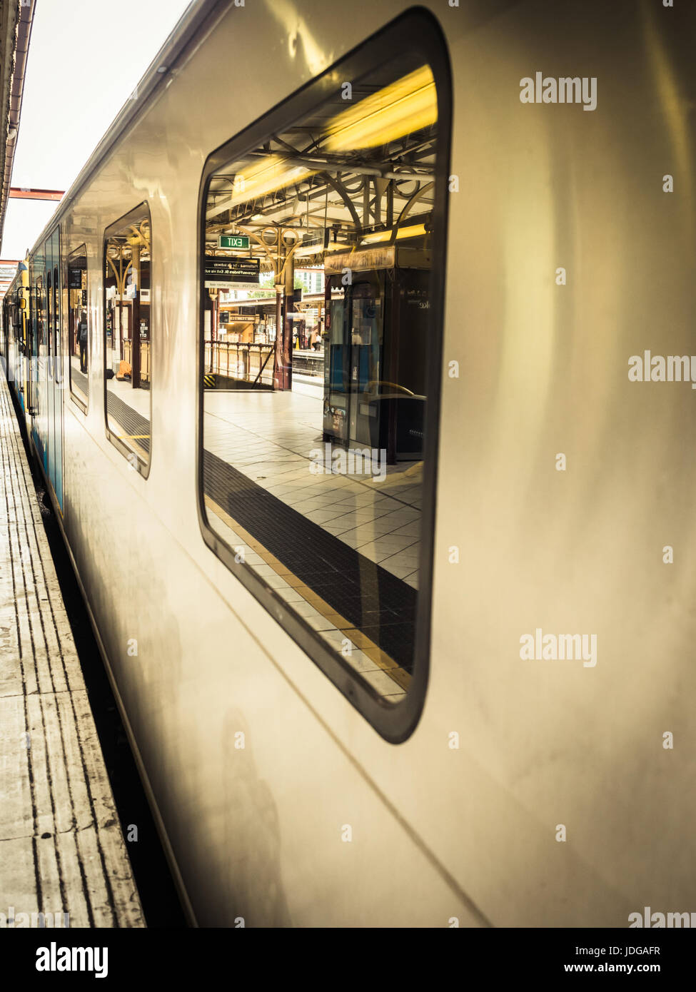 Reflections In Train Windows Stock Photo - Alamy