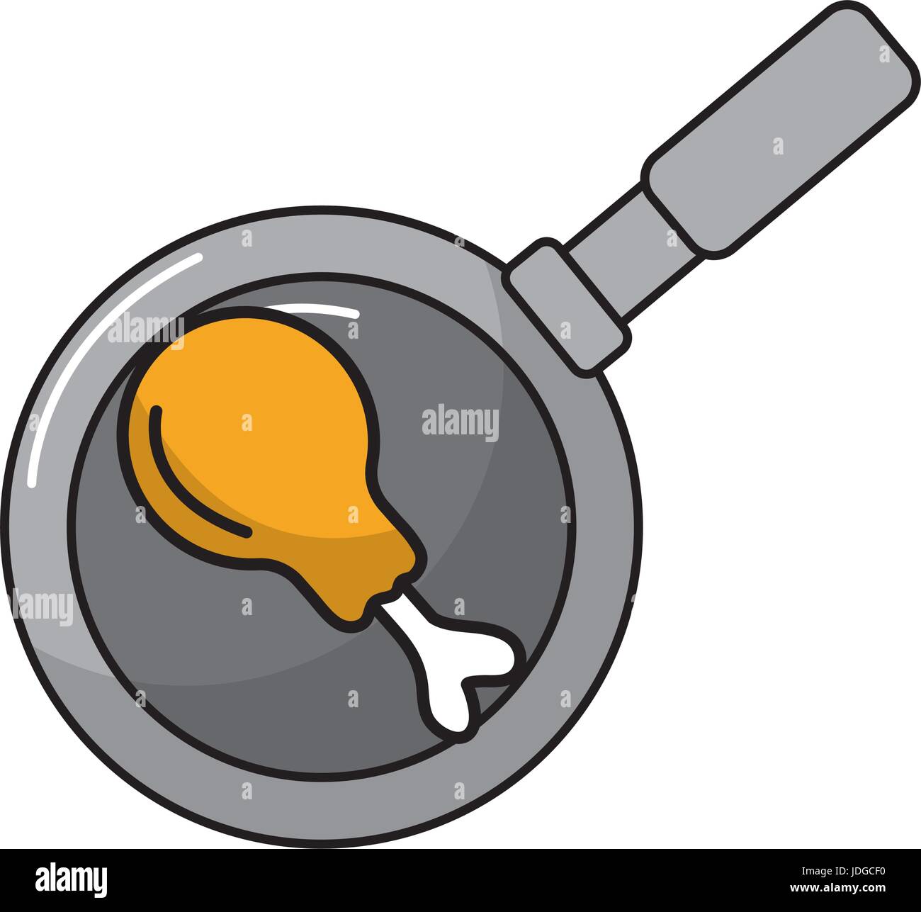 fried thigh of chicken inside skillet pan Stock Vector Image & Art - Alamy