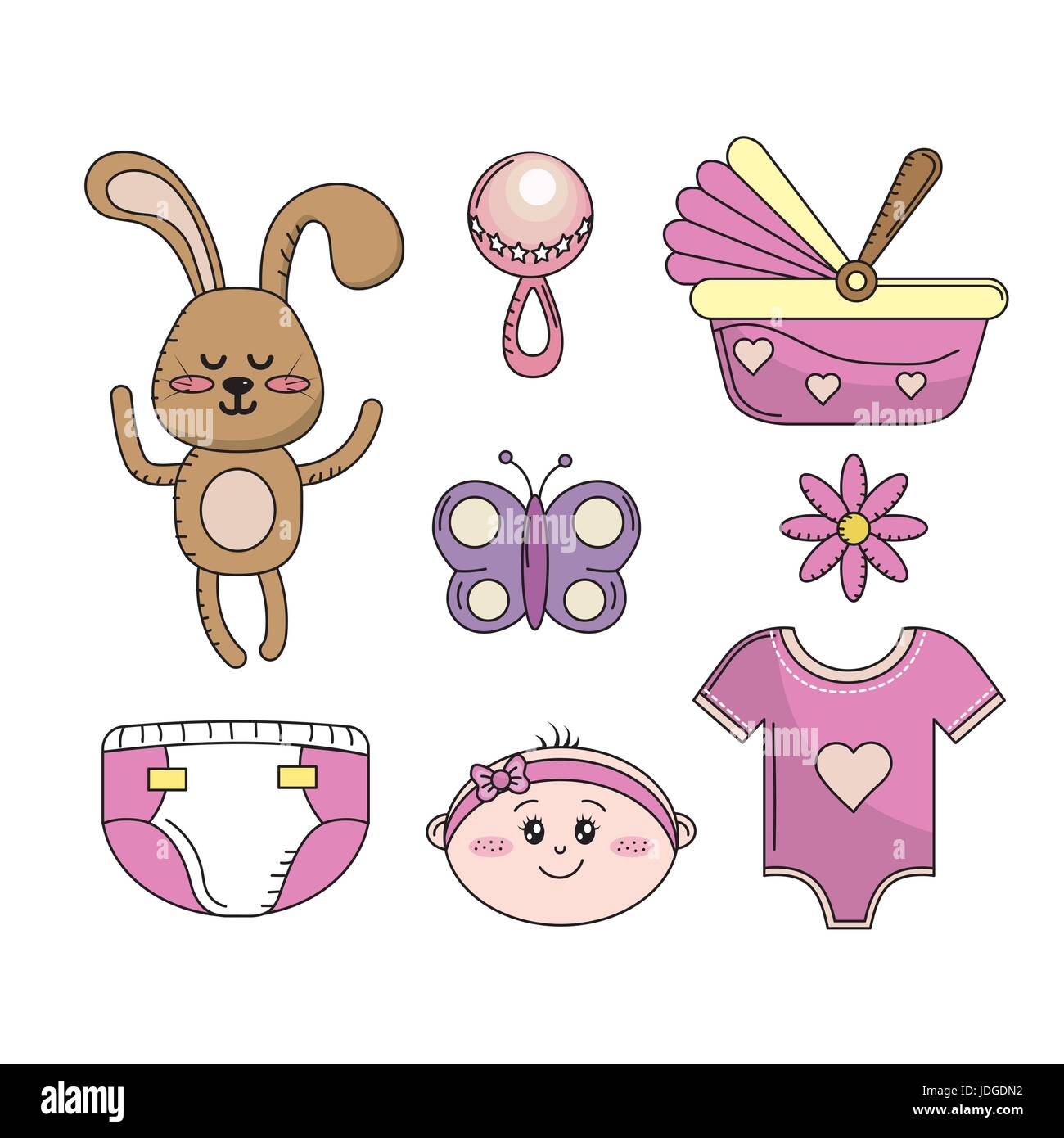 set baby shower girl tools elements Stock Vector Image & Art - Alamy
