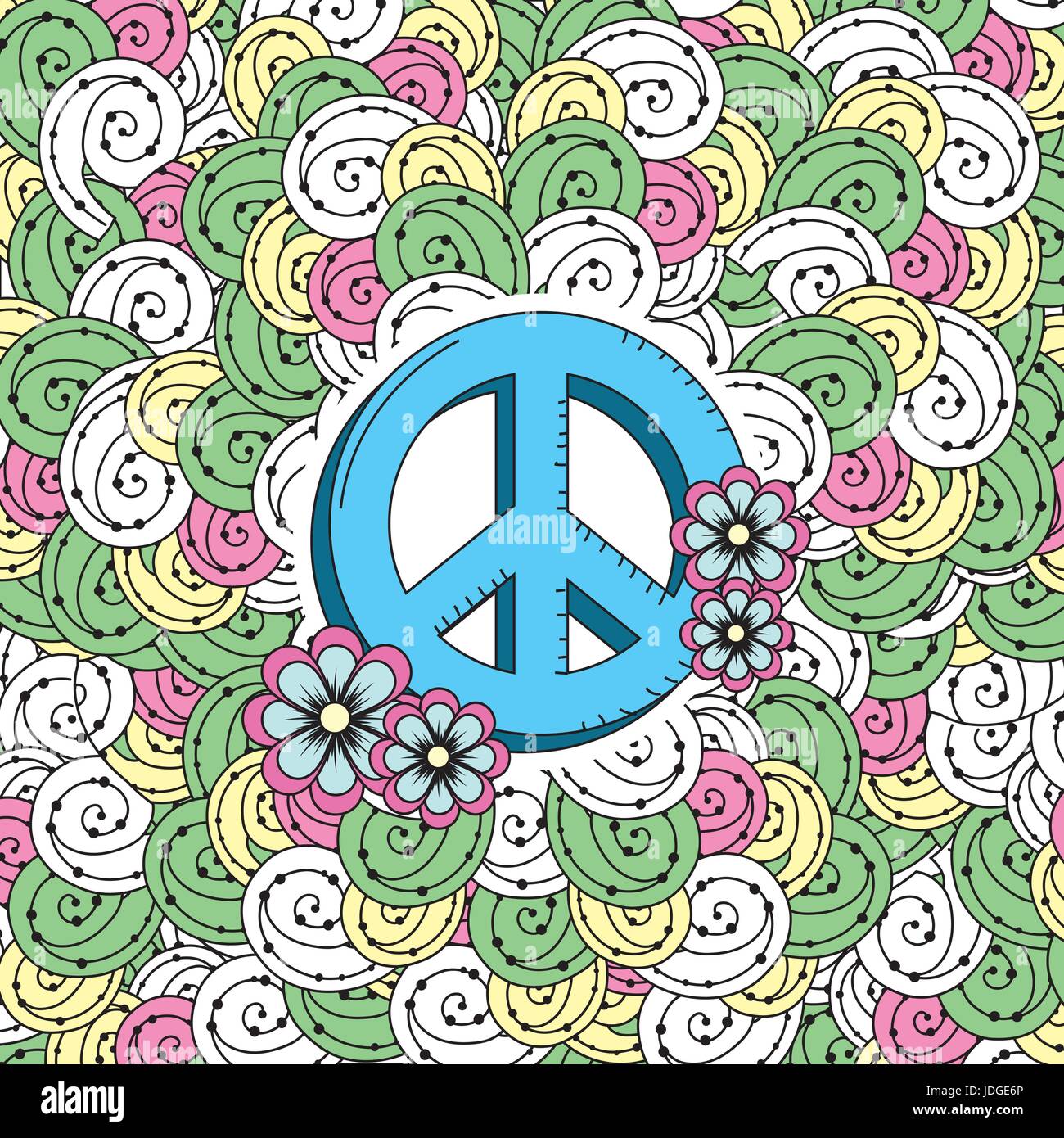 hippie emblem symbol with ornamental design Stock Vector Image & Art ...