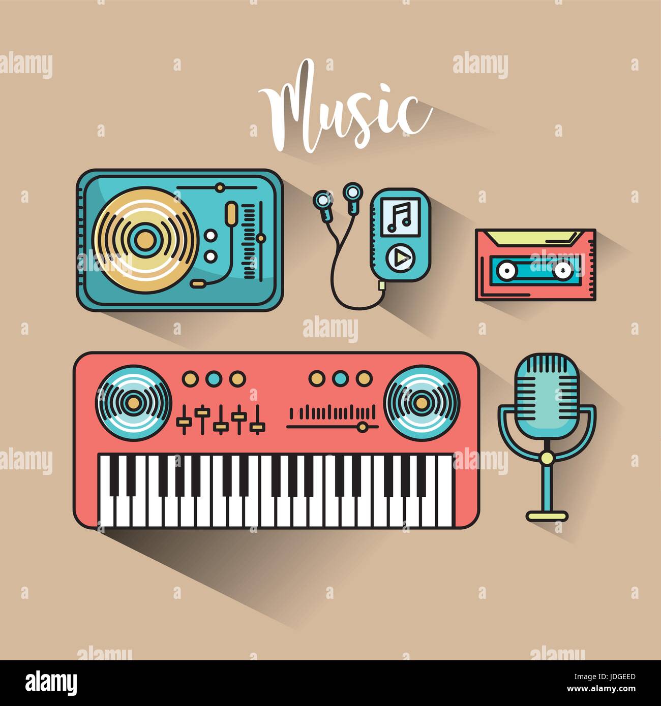 set elements to listen and play music Stock Vector Image & Art - Alamy