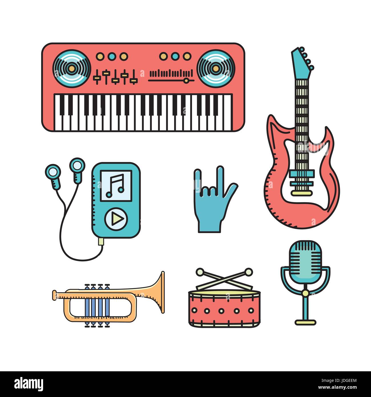 set elements to listen and play music Stock Vector Image & Art - Alamy