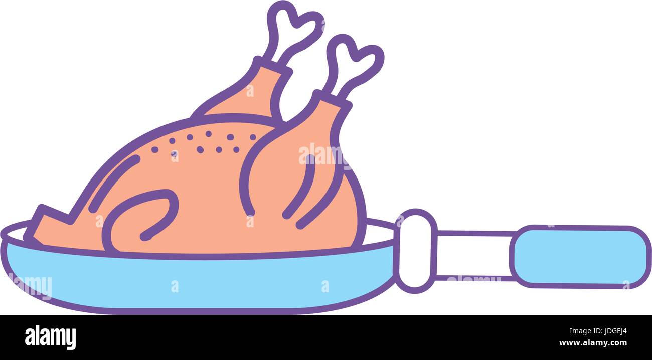delicious chicken inside skillet pan Stock Vector Image & Art - Alamy