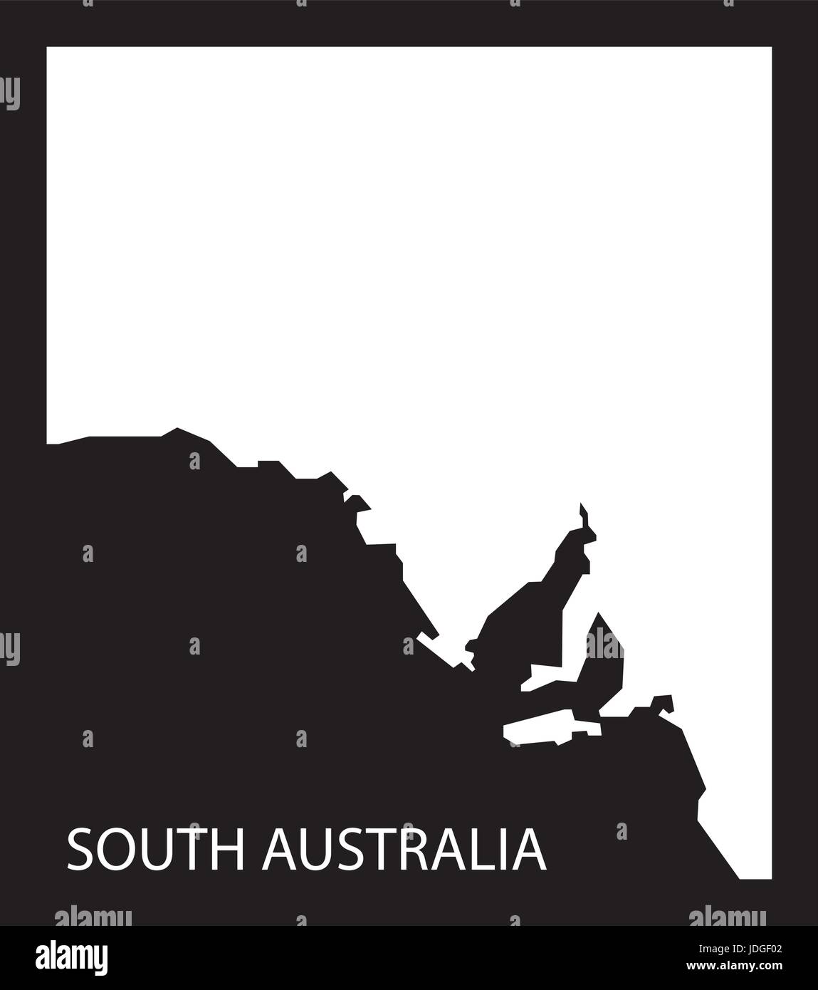 South Australia map black inverted silhouette illustration Stock Vector ...