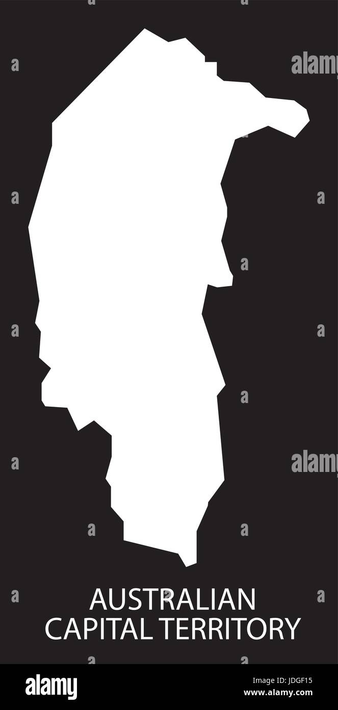 Australian Capital Territory map black inverted silhouette illustration ...