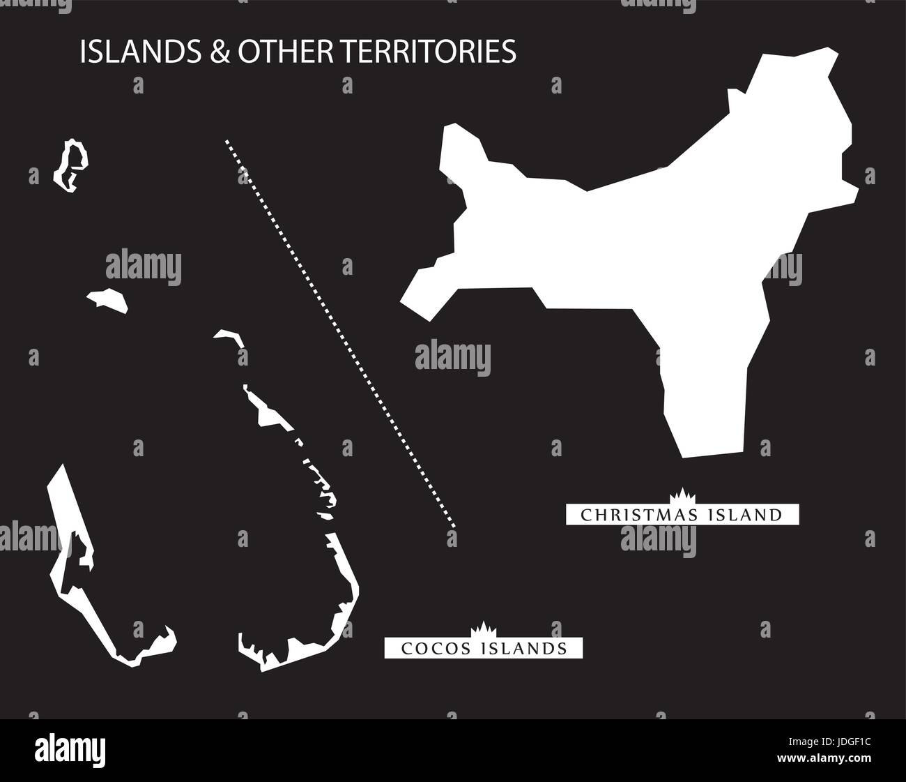 Islands and other territories of Australia map black inverted ...
