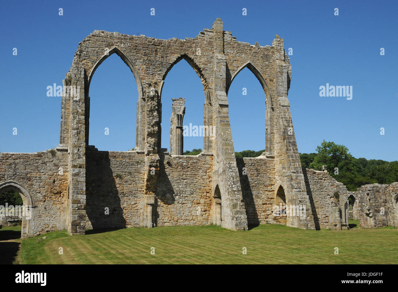The ruins of Bayham Abbey on the Kent and ast Sussex border in the ...