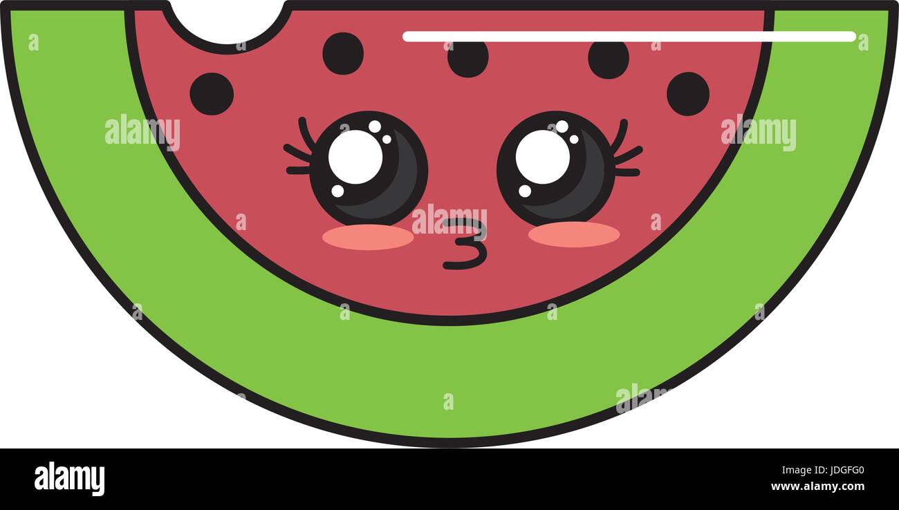kawaii cute tender slice watermelon fruit Stock Vector Image & Art - Alamy