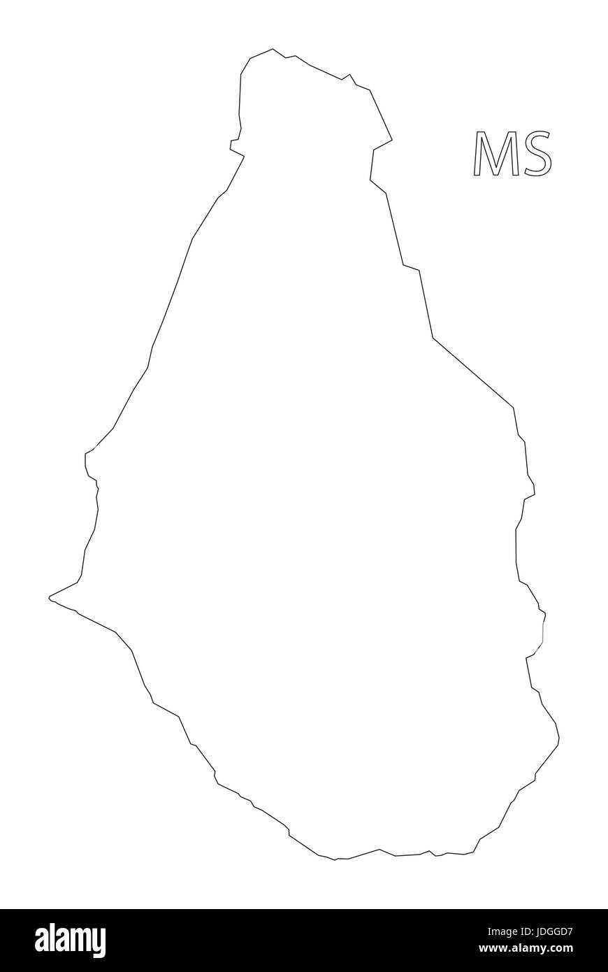 Montserrat outline silhouette map illustration with black shape Stock ...