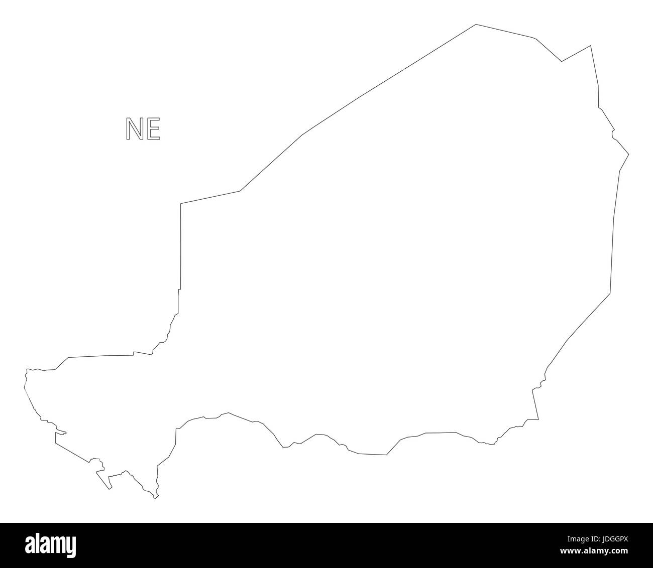 Niger outline silhouette map illustration with black shape Stock Vector ...