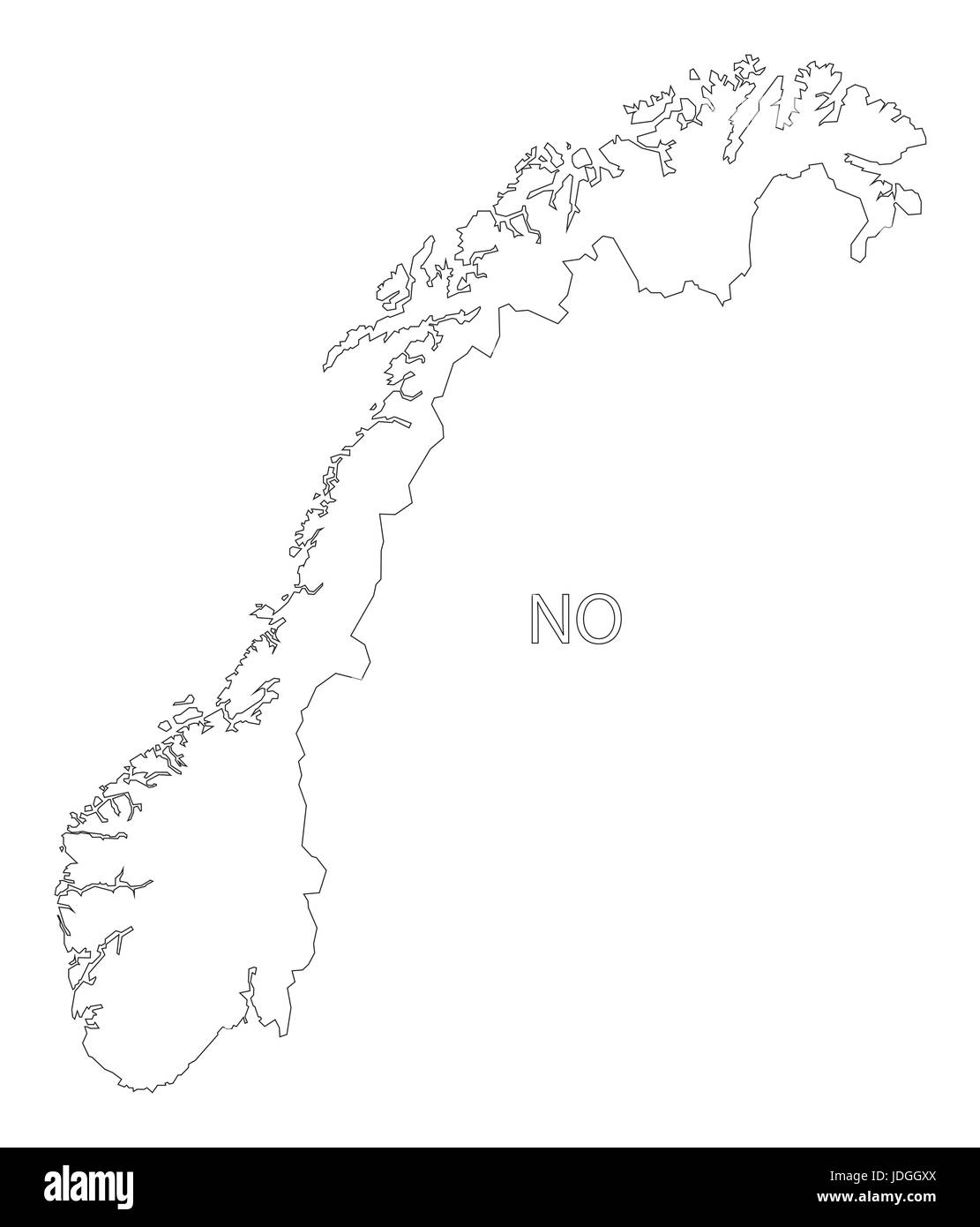 Norway outline silhouette map illustration with black shape Stock ...