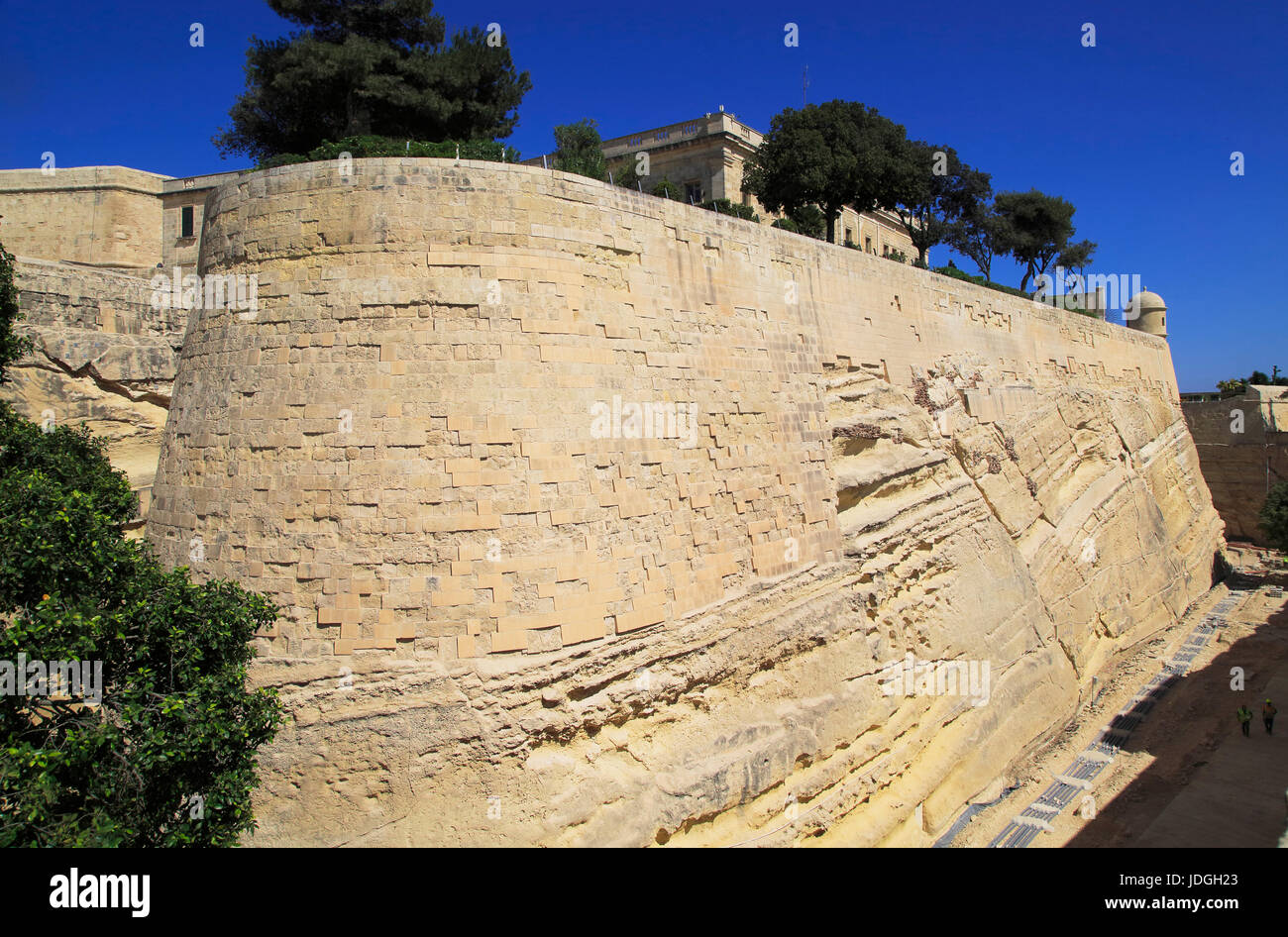 Moat and fortified city walls, Saint James bastion, Valletta, Malta ...