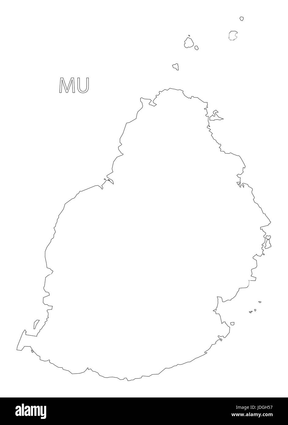 Mauritius outline silhouette map illustration with black shape Stock ...