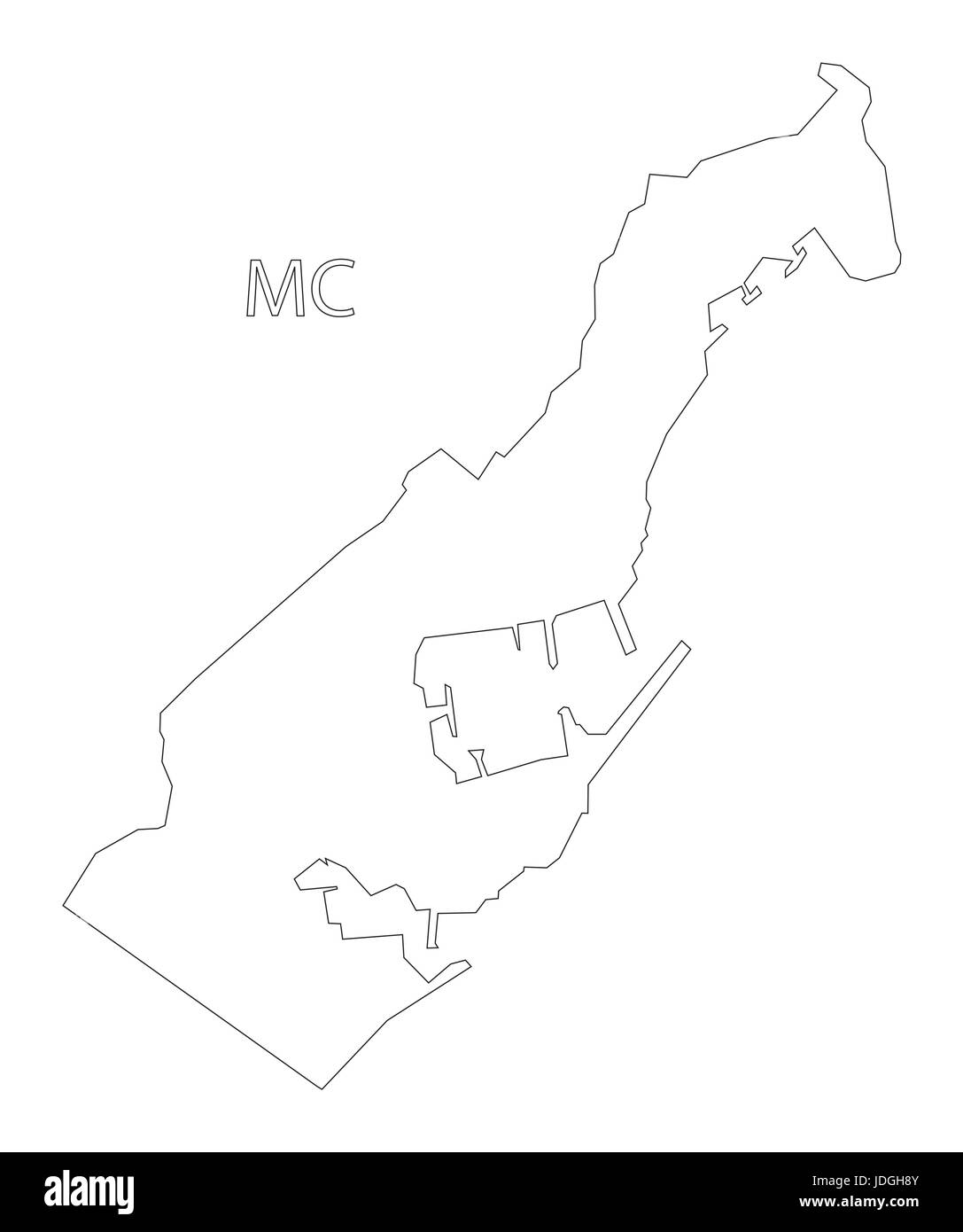 Monaco outline silhouette map illustration with black shape Stock ...