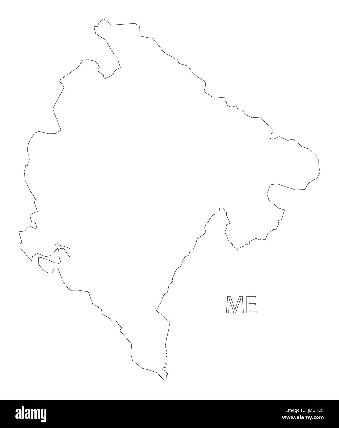 Montenegro outline silhouette map illustration with black shape Stock Vector Image & Art - Alamy
