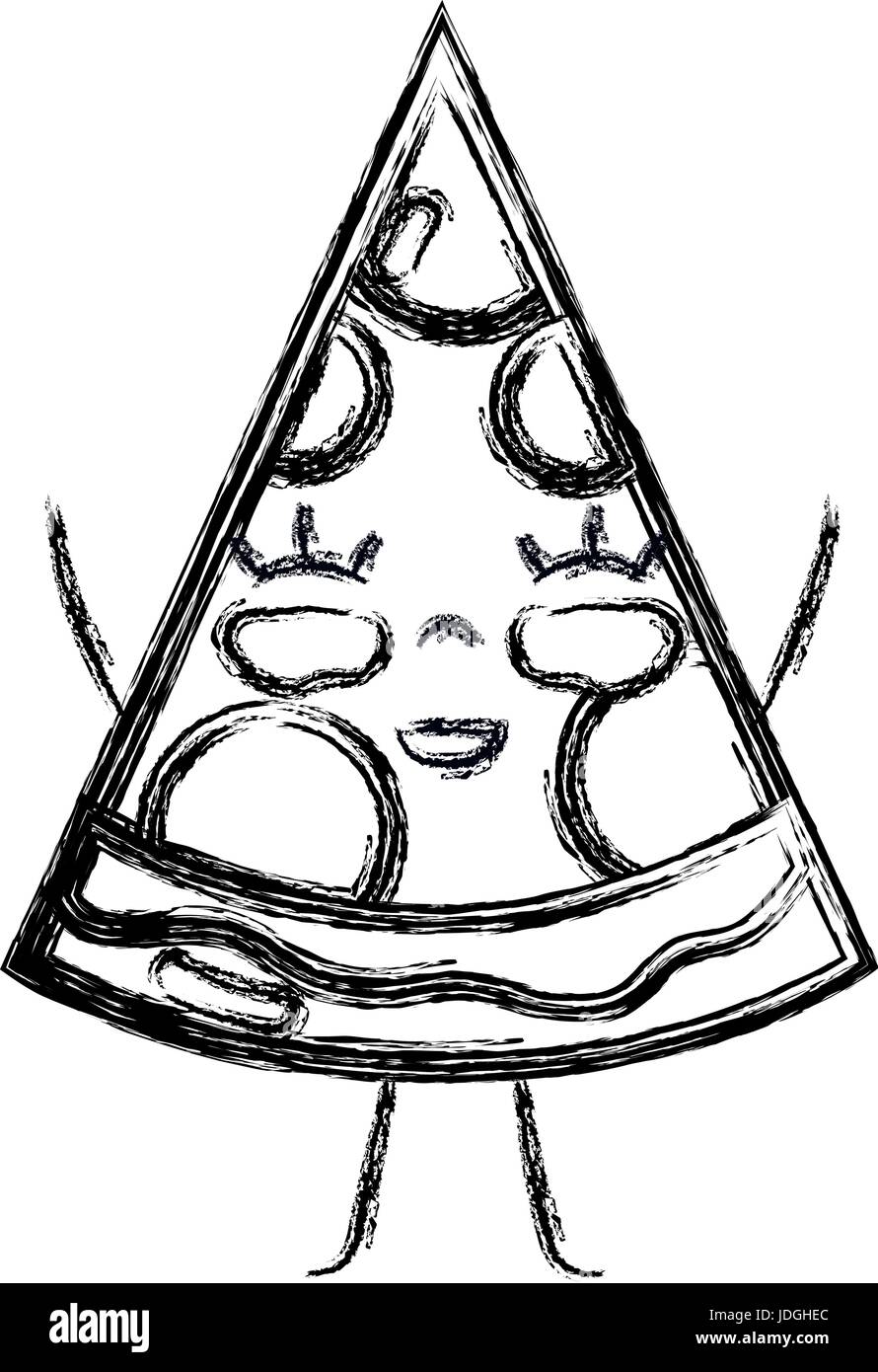figure kawaii cute happy slice pizza food Stock Vector Image & Art - Alamy