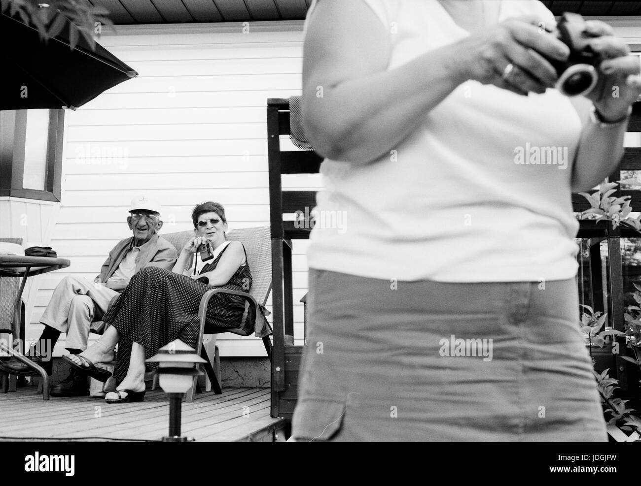 Family with cameras Black and White Stock Photos & Images - Alamy