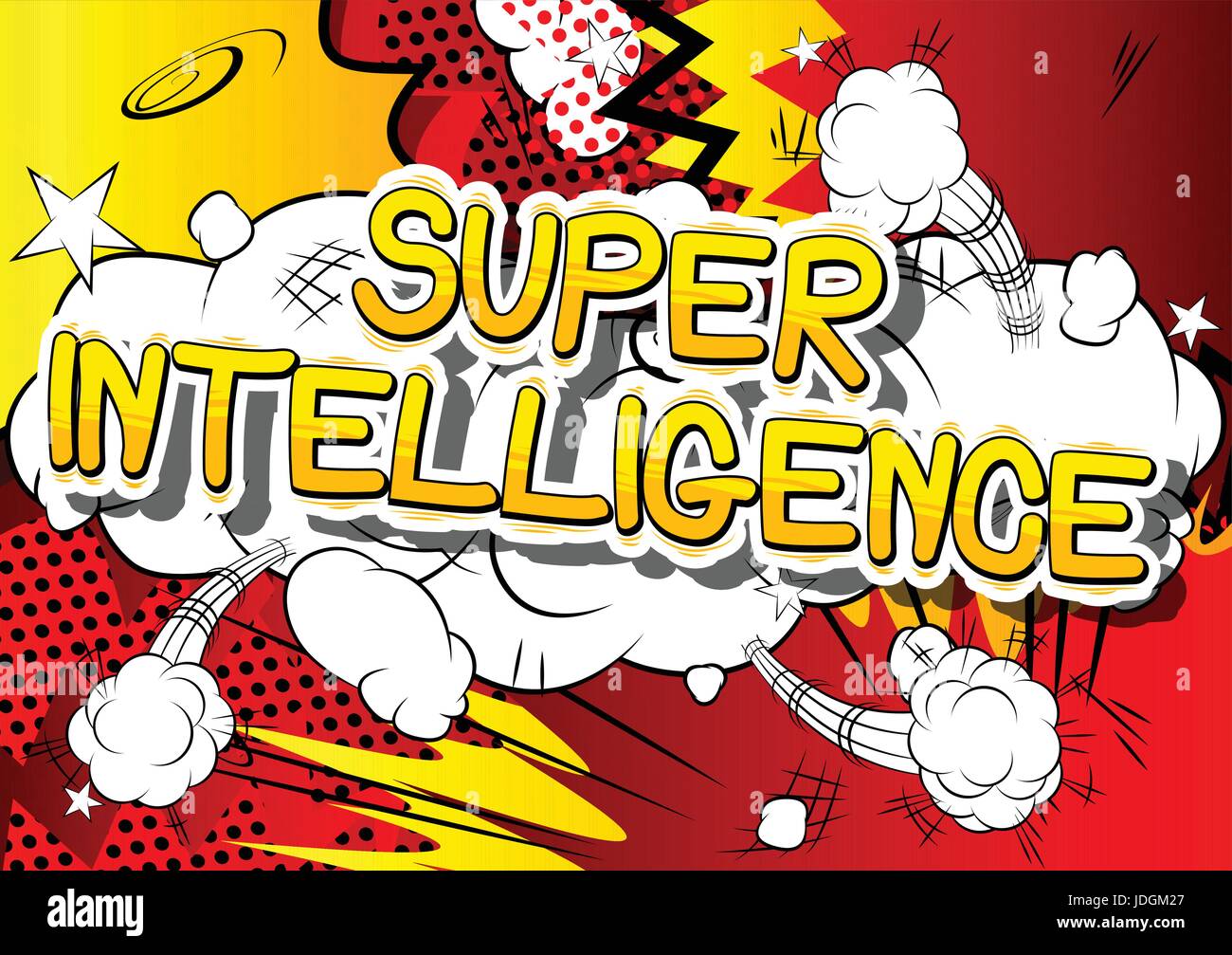 Super Intelligence - Comic book style word on abstract background Stock ...