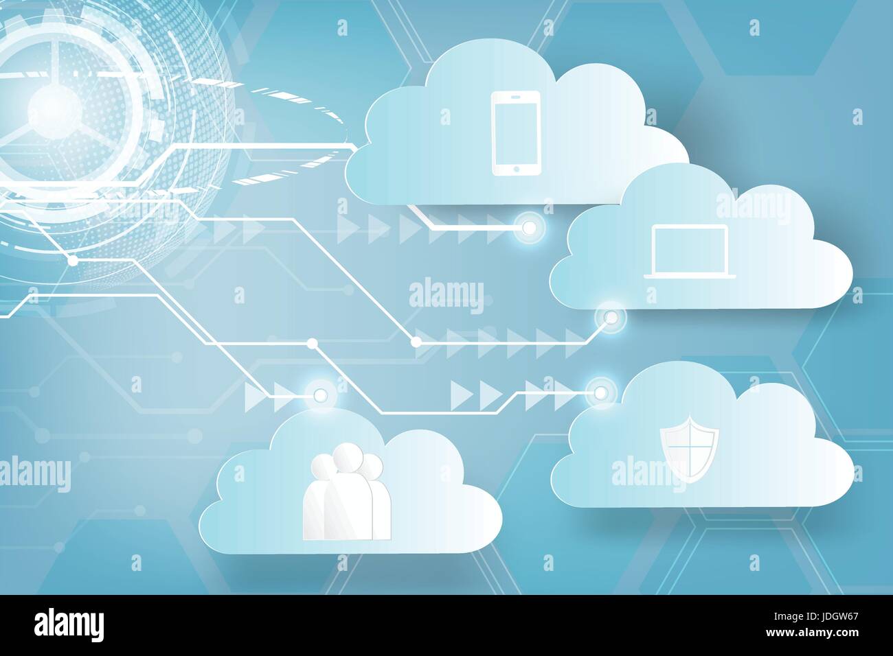 Paper art of Icon Web cloud technology business abstract background ...
