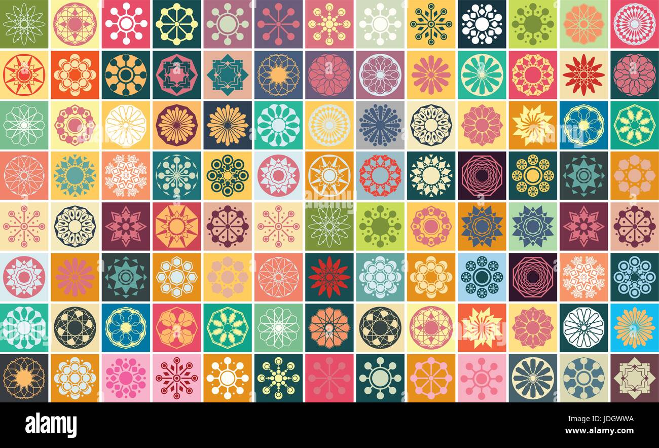 Set with seamless ornamental tile background. Vector illustrating Stock ...