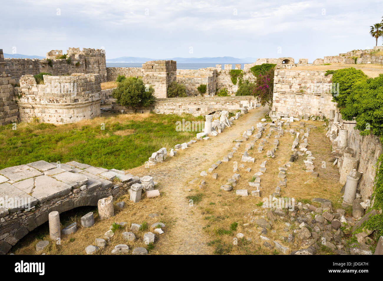 Fortress of Neratzia Castle ruins in Kos island, Greece Stock Photo - Alamy