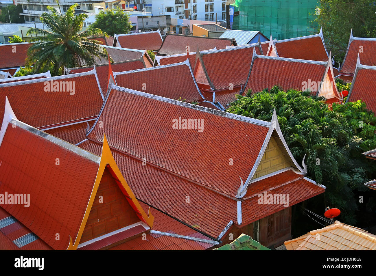Top view of Thai temple roof in the city Bangkok Thailand Stock Photo ...