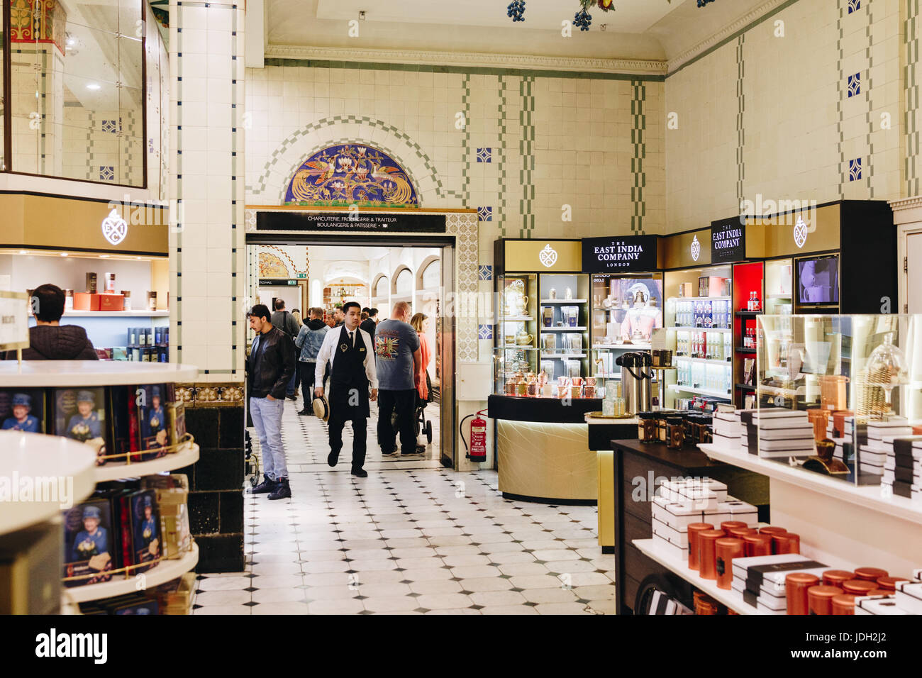 London, England - April 4, 2017: Interior of the famous Harrods ...