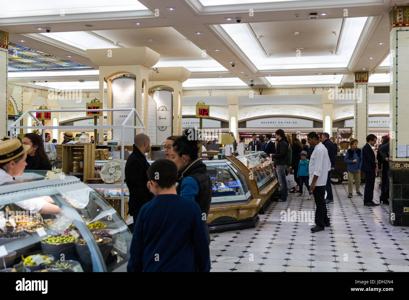 London, England - April 4, 2017: Harrods department store interior ...