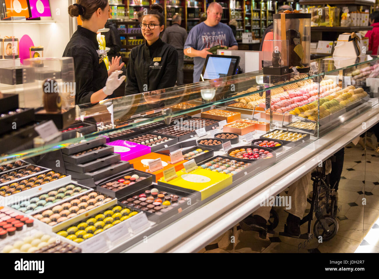 London, England - April 4, 2017: Harrods department store interior ...