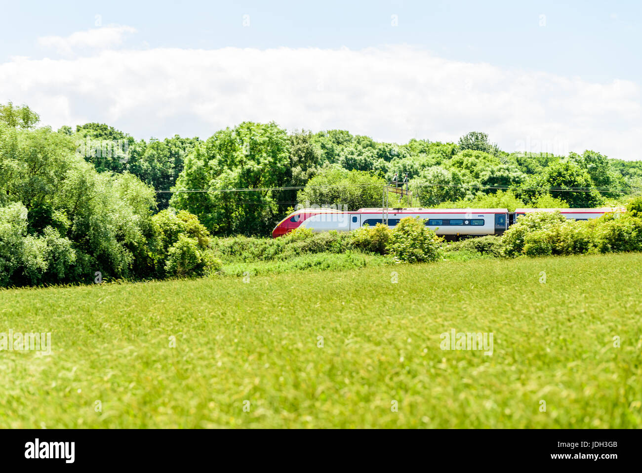Day view of UK Railroad in England. Railway landscape Stock Photo - Alamy