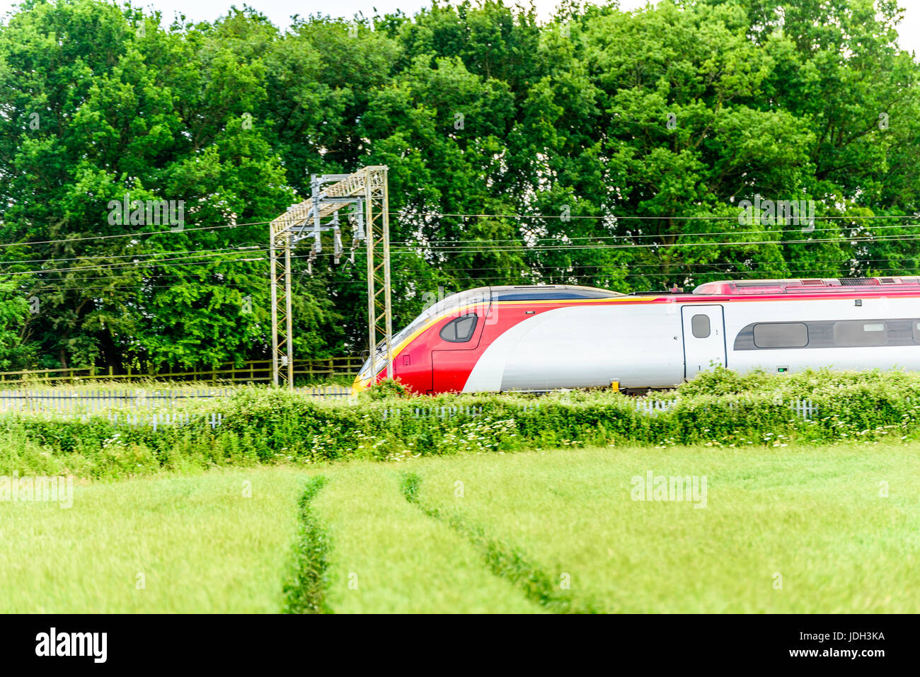 Day view of UK Railroad in England. Railway landscape Stock Photo - Alamy