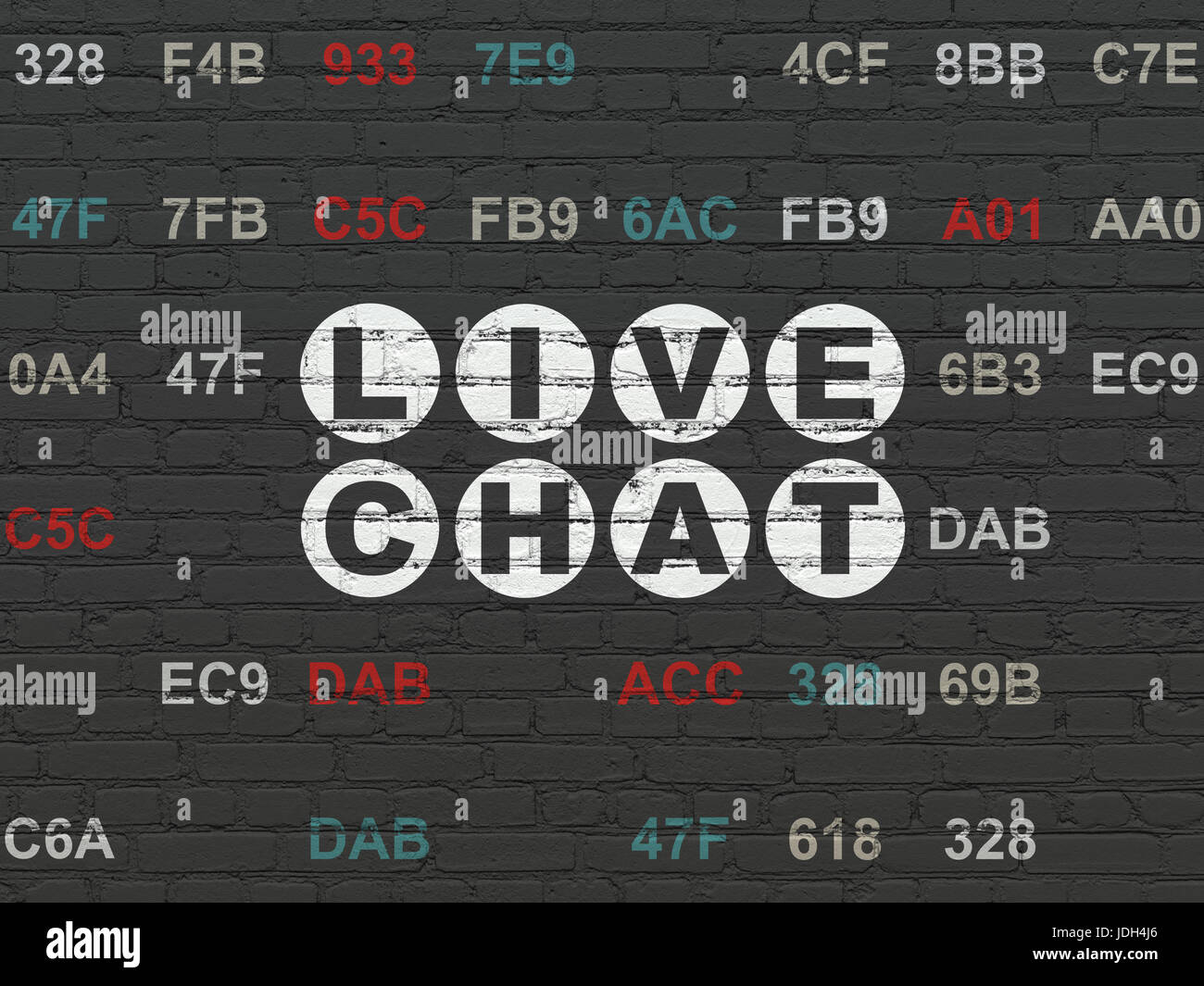 Web development concept: Live Chat on wall background Stock Photo - Alamy